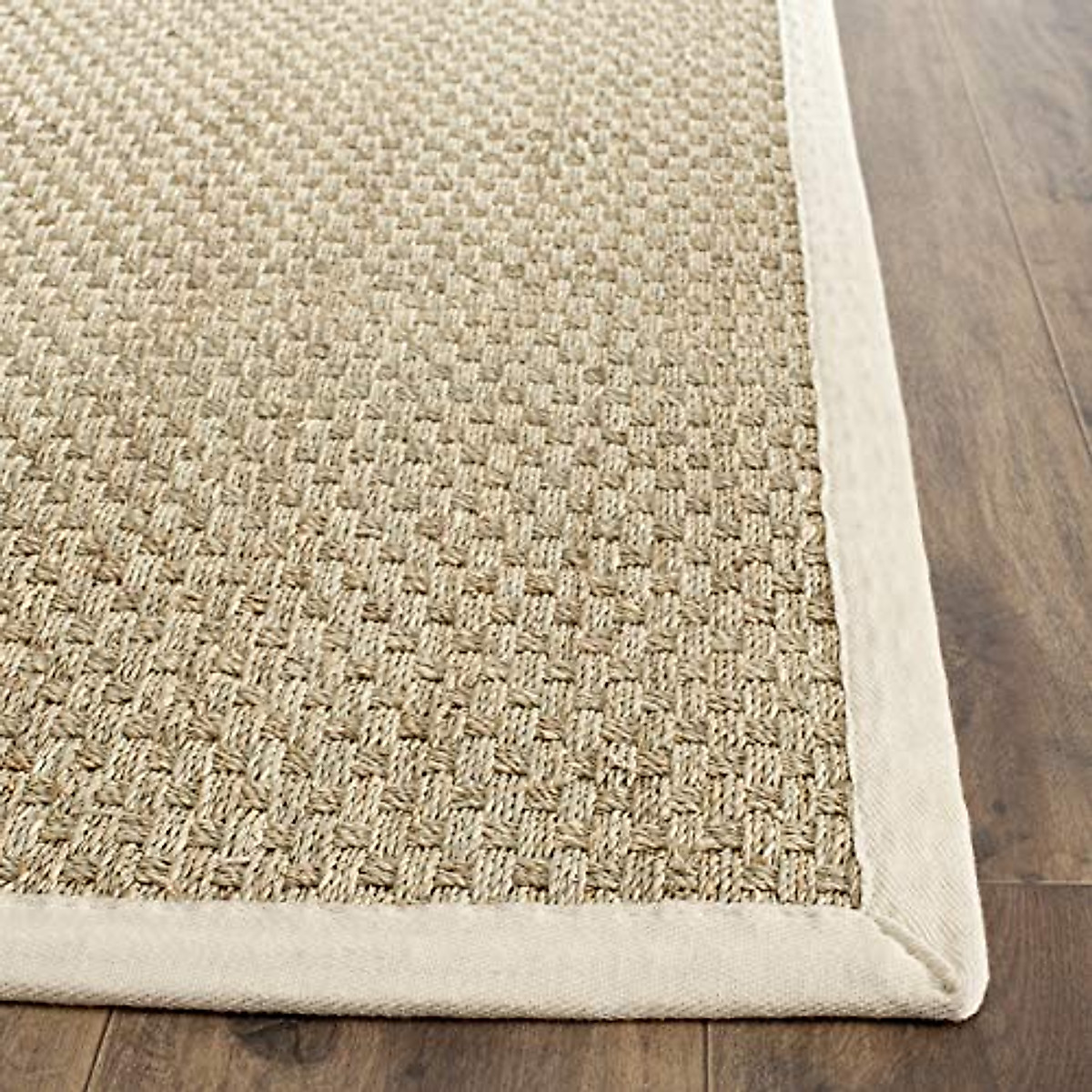 SAFAVIEH Natural Fiber Collection 8' x 10' Ivory NF114J Border Basketweave Seagrass Area Rug