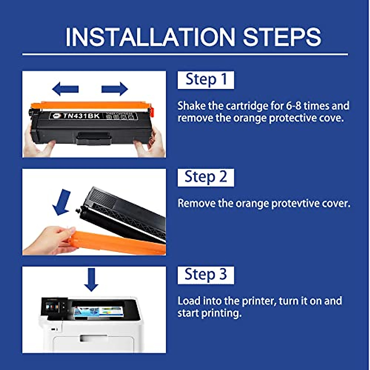 BERYINK TN-431BK TN-431C TN-431M TN-431Y Compatible TN431 Toner Cartridge Set Replacement for Brother MFC-L8900CDW HL-L8360CDW HL-L9310CDW MFC-L8610CDW MFC-L9570CDWT Printer [6-Pack, 3BK+1C+1M+Y]