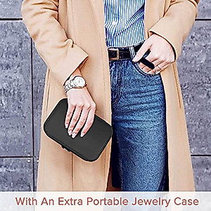 GOLVER Two Layer Jewelry Organizer for Women Girls Jewelry Box for Earring Necklaces Watch Ring Bracelet With An Extra Small Jewelry Case for Travel Black (2 Pack)