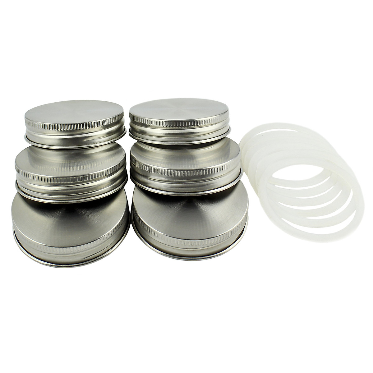 Zoie + Chloe Stainless Steel Mason Jar Lids with Silicone Seals (6 Pack + 6 Bonus Replacement Seals) - Regular Size