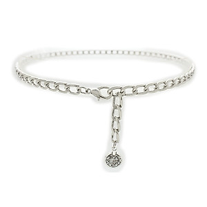 Women Fashion Skinny Belt High Waist Hip Silver Metal Chain Coin Charm Buckle Fit Size XS S M