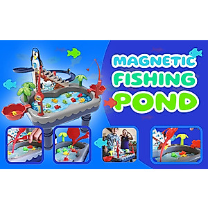 Tido Toys Fishing Game for Kids - Party Toy with Fishing Poles, Swimming Fish, Penguins and More. for Toddler Age 3 4 5 6 Year Old and up