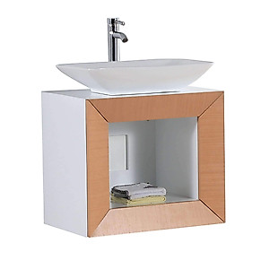 Fine Fixtures Maxi 24" Wall Mounted Bathroom Vanity Set Elm Veneer with Vessel Sink