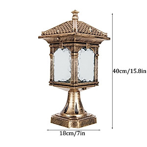 MODEBHD European Copper Column Lamp Outdoor Waterproof Garden Table Lamp Glass E27 Decoration Illumination Bollard Lamp Terrace Balcony Corridor Aisle Lighting Fixture Street Post Lamp