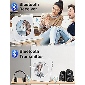 Portable CD Player with Bluetooth: 4000mAh Rechargeable Kpop Music Player with HiFi Speaker,Remote Control,LCD Display,Sleep Timer,Headphone Jack, Supports CD/Bluetooth/FM Radio/U-Disk/AUX