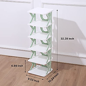 Kacimil Shoe Rack, 6 Tiers Shoe Organizer, Free Standing Shoe Storage, Stackable Shoe Rack for Closet, Entryway, Small Space, Corner, Bedroom - Blue