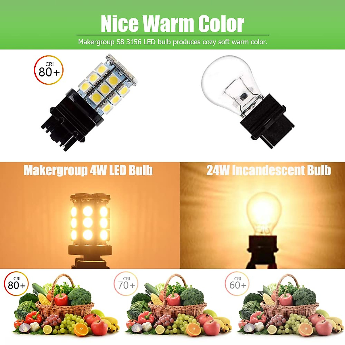 Makergroup S8 3156 Wedge Base LED Light Bulb 12VAC/DC Low Voltage 4Watt Warm White 2700K-3000K for Outdoor Landscape Lighting Pathway Deck Step Paver lights,Driveway Lights 6-Pack