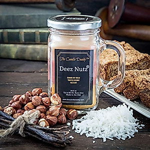 Deez Nutz Scented Candle - Banana Nut Bread, Toasted Coconut, Hazelnut Scented Triple Layer Candle - 10.5 oz Mason Jar Candle - Funny Gag Joke Candle Poured in Small Batches in USA- The Candle Daddy