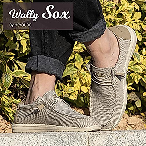 Hey Dude Men's Wally Sox Beige Size 8 | Men’s Shoes | Men's Lace Up Loafers | Comfortable & Light-Weight