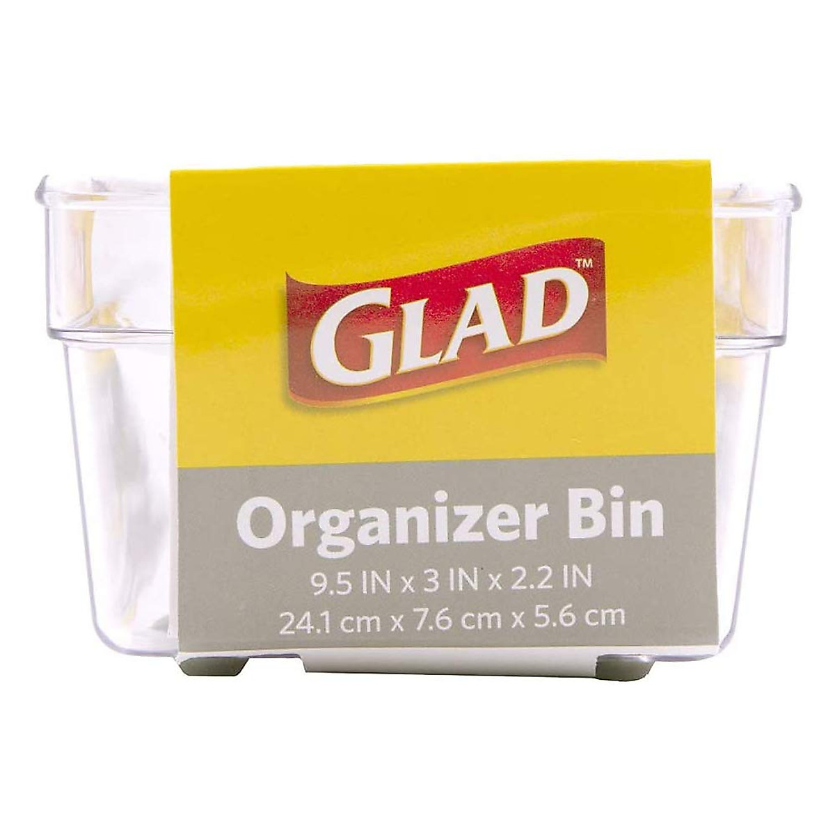 Glad Clear Plastic Organizer Bin – 9.5” x 3” x 2.2” Drawer Storage Tray with Non-Slip Feet