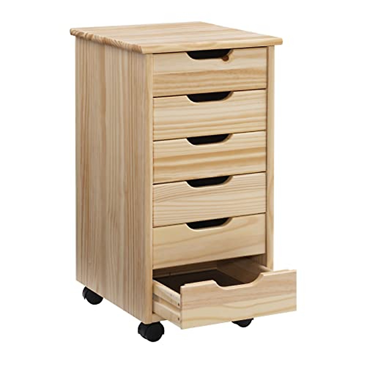 Linon Home Decor Products Corinne Six Drawer Storage, Natural Rolling Cart