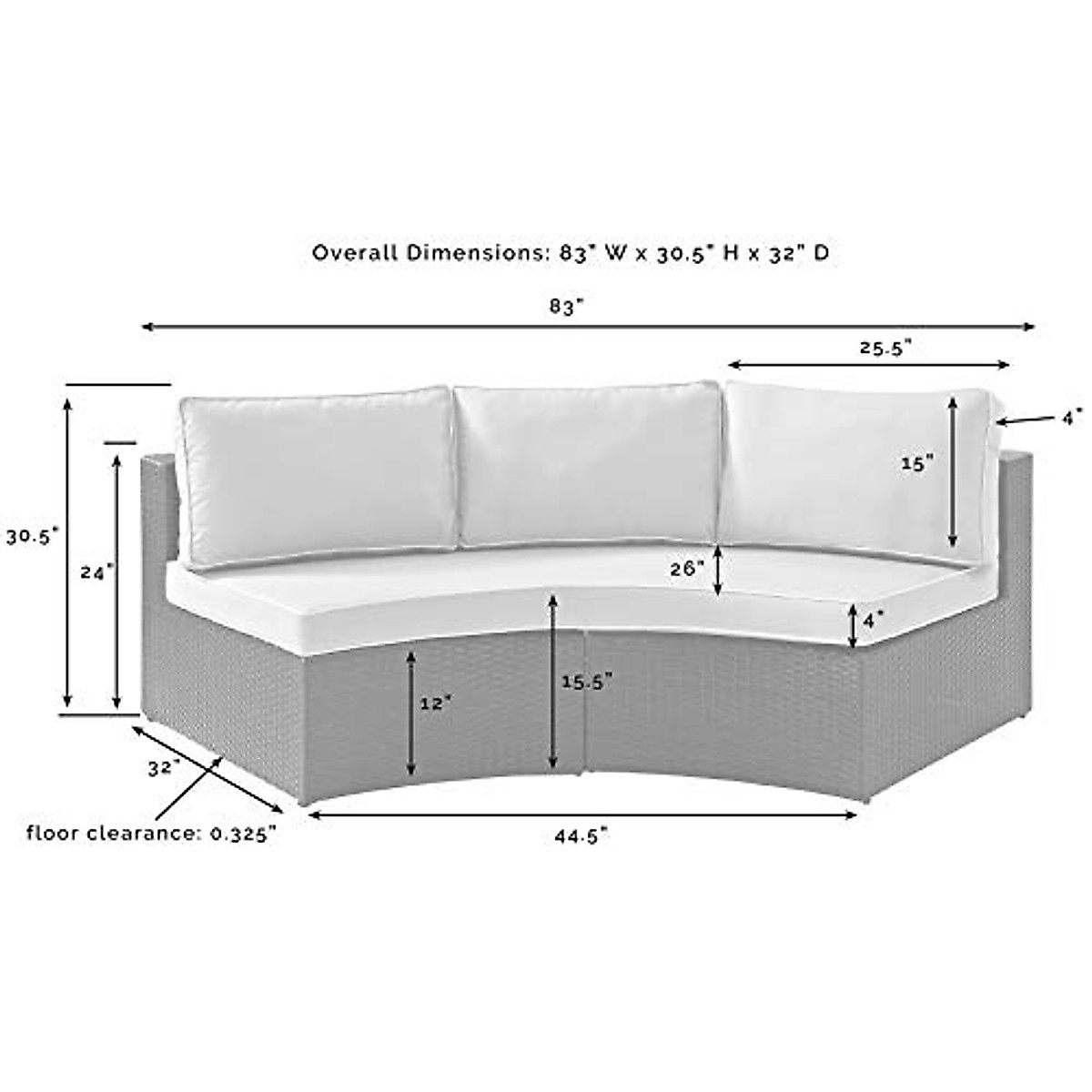 Crosley Furniture CO7120-GY Catalina Outdoor Wicker Round Sectional Sofa, Gray