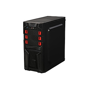DIYPC Solo-T2-R Black USB 3.0 ATX Mid Tower Gaming Computer Case with 2 x Red Fans (1x 120mm LED Fan x Front, 1x 120mm Fan x Rear) Pre-Installed