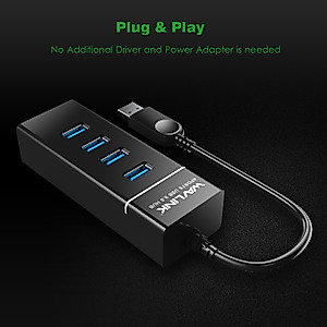WAVLINK USB 3.0 Hub,4-Port USB3.0 Type A Adapter up to 5Gbps,Portable Data Hub for Windows, Laptop, MAC OS 10.6 to 10.13.3, UltraBook（No Driver Needed,Play and Plug）