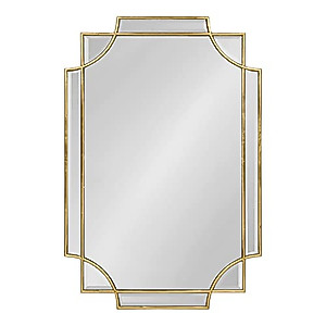 Kate and Laurel Minuette Decorative Rectangle Frame Wall Mirror in Gold Leaf, 24x35.5 Inches