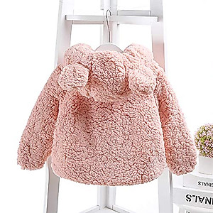 Aivtalk Baby Toodler Fuzzy Jacket Cute Hoodie Cotton Coat Winter Warm Outerwear (2-3 Years, Light Pink)