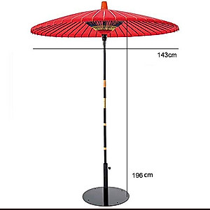 PARASOL LZPQ red Garden Umbrella, Japanese Retro Oil Paper Umbrella for Decoration Pool Beach Patio Sunscreen