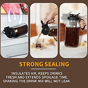 PIZVOXCold Brew Coffee Maker Pitcher, 32 oz Thick Glass Mason Jar Spout Lid with Handle & Stainless Steel Filter for Iced Brew Coffee, Ice Lemonade, Sun Tea, Fruit Drinks Container