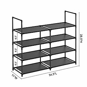 Abincee Shoe Rack Stackable Shoe Organizer Storage 12-16 Pairs Shoe Shelf for entryway Closet Hallway (4-Tier)