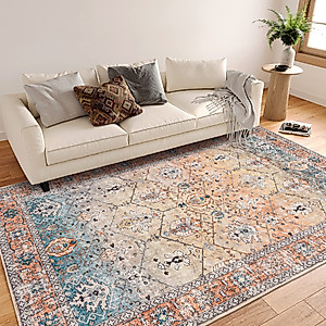 Valenrug Washable Rug 8x10 - Ultra-Thin Antique Collection Area Rug, Stain Resistant Rugs for Living Room Bedroom, Distressed Vintage Rug(Matte Gradient, 8'x10')