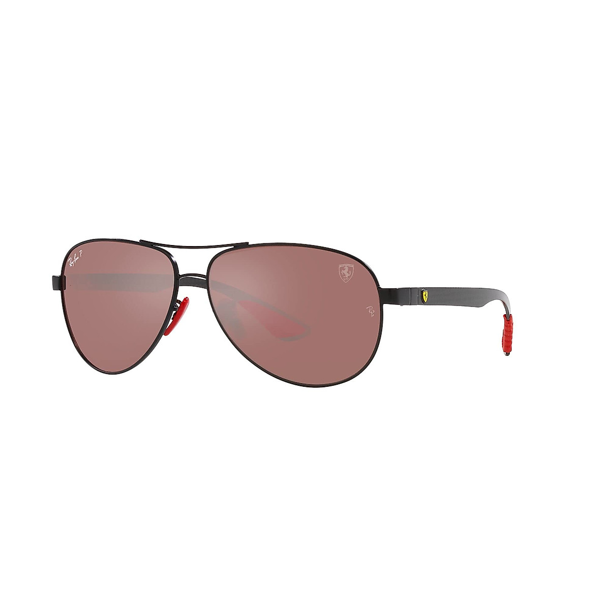 Ray-Ban RB8331M Scuderia Ferrari Collection Aviator Sunglasses, Matte Black/Purple Mirrored Silver Polarized, 61 mm