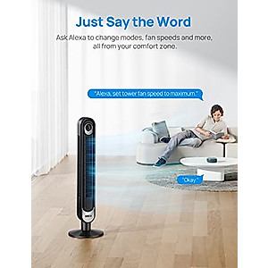Dreo Smart Tower Fan WiFi Voice Control, Compatible with Alexa/Google & Table Fans for Home Bedroom, 9 Inch Quiet Oscillating Floor Fan with Remote, Air Circulator Fan