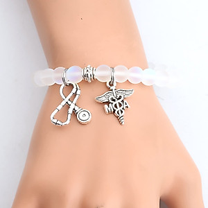UJIMS Medical Assistant Graduation Gifts MA Stethoscope Charm Bracelet Medical Doctor Nurse Jewelry MA Caduceus Gift (MA Stethoscope Bracelet)