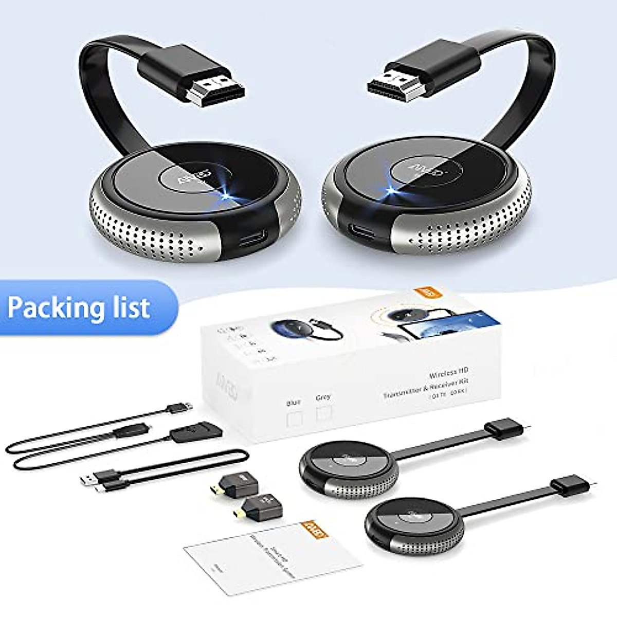 AIMIBO Wireless HDMI Transmitter & Receiver 4K, Streaming 2.4/5GHz Smooth Video/Audio to Monitor, Projector, HDTV, HDMI Wireless Extender 165FT/50M for Laptop, PC, Camera, Blu-ray, PS5, iPhone, Tablet