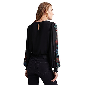 Desigual woMens Casual Blouse, Black, Large US