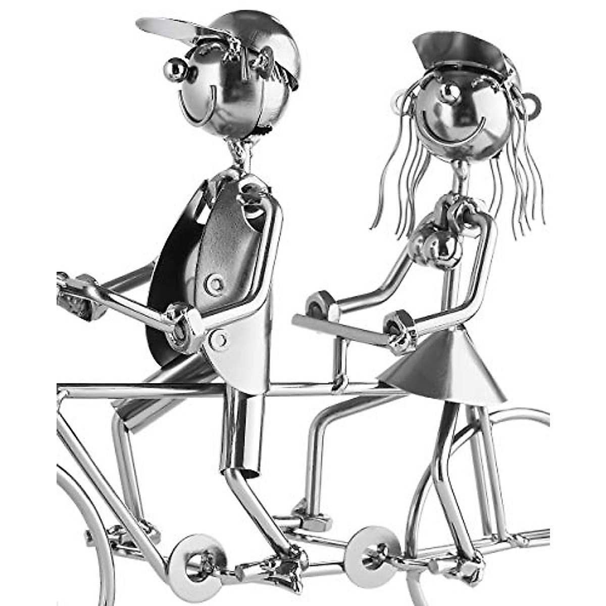 BRUBAKER Wine Bottle Holder Couple on Tandem Bicycle Metal Sculptures and Figurines Decor Wine Racks and Stands Gifts Decoration