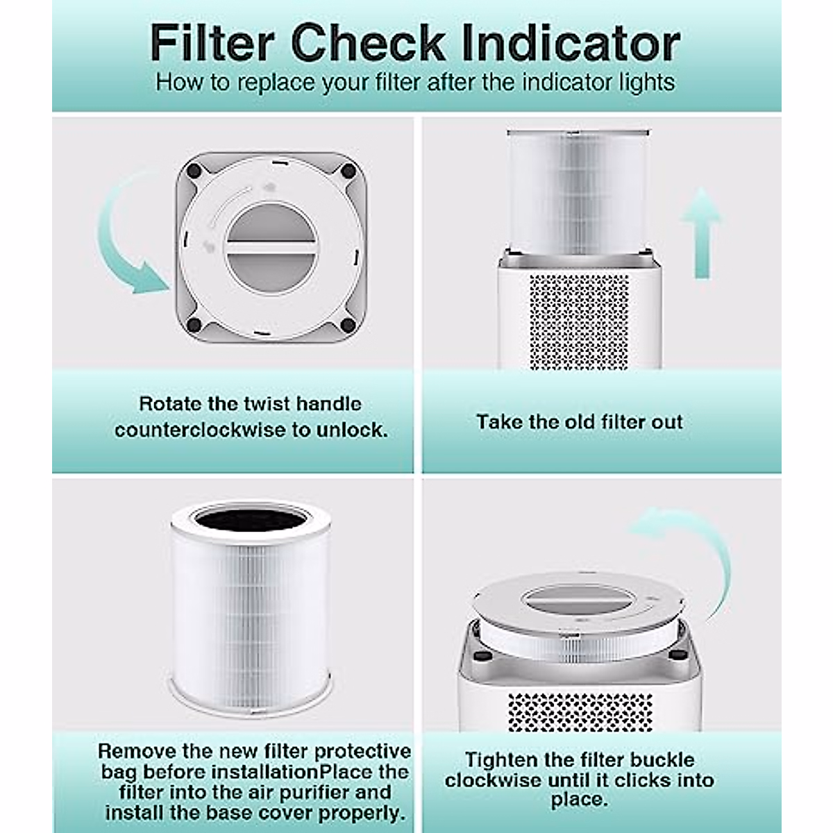 Jowset Replacement H13 HEPA Air Purifier Filter for CADR 400+ m³/h Air Purifier, Activated Carbon (Original Filter)