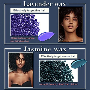 Waxing Kit- Anruz Women Men Wax Kit for Hair Removal - For Sensitive Skin, Eyebrows, Brazilian, Face, Bikini - Home Use Digital Wax Warmer with 5 Bags Hard Wax Beads (17.5 oz. total)