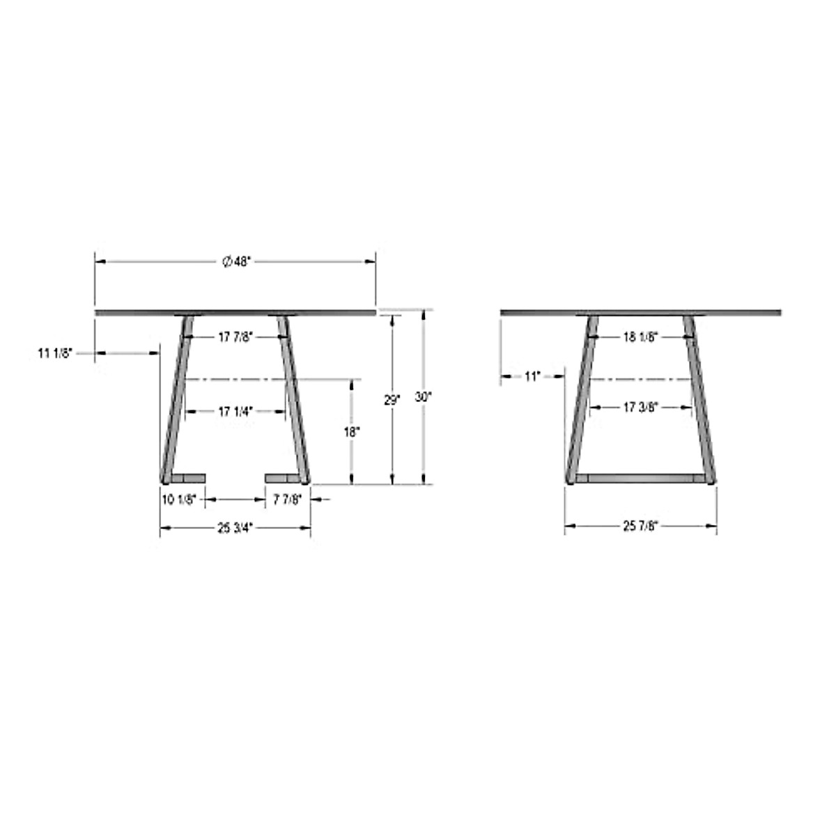Amisco Josie 48" Round Table - Greyish-Brown TFL/Black Metal