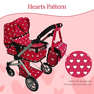 Convertible Combo Baby Doll Stroller for 3 Year Old Girls & Up | Play Toy Baby Stroller for Dolls, Folding Adjustable Bassinet Carriage Buggy with Storage Basket Converts to Sit Up Pushcart Pram
