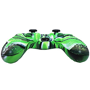 Water Transfer Printing Silicone Skin for PS4 RALAN ,PS4 Silicone Skin Controller for PS4 Slim/PS4 Pro Controller (Black Pro Thumb Grip x 8 ,Cat + Skull Cap Cover Grip x 2)