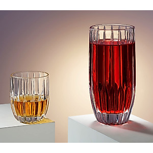 Godinger Drinking Glasses Set, Highball Drinking Glasses and Whiskey Glasses, 8pc Barware Set, Tall Glass Cups, Water Glasses, Cocktail Glasses - 4 Highballs (12oz) and 4 Whiskey Glasses (10oz)