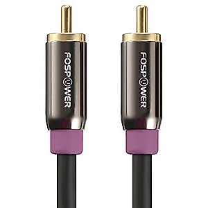 Subwoofer Cable (10 Feet), FosPower RCA to RCA Audio Stereo Cable, Male to Male - Dual Shielded Cord | 24K Gold Plated Connector | Corrosion Resistant | Clean Sounding Signal