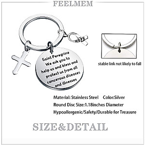 FEELMEM Patron Saint of Cancer Saint Peregrine Cancer Prayer Keychain Illnesses Cancer Survivor Gift Cancer Hope Gift