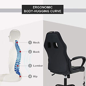 Racing Gaming Chair Home Office Chair Ergonomic Desk Chair Massage PU Leather Computer Chair with Lumbar Support Headrest Armrest Task Rolling Swivel Chair for Adults(Camo)