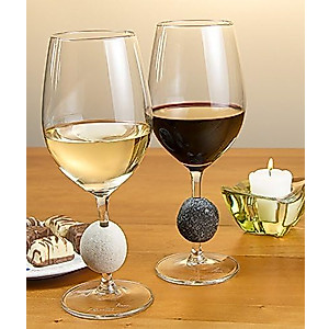 Sea Stones “Touchstone” Universal Wine Glass Set of 2-18oz Thin Rim, Long Stem Summer Glassware - Artisan River and Ocean Stone - Perfect for Birthday, Wedding and Anniversary or New House