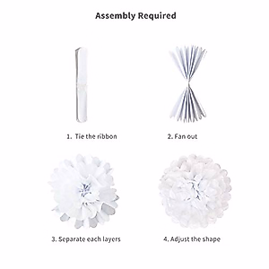 ANSOMO Yellow and White Party Decorations for Birthday Bridal Baby Shower Wedding Graduation Sunflower Wall Hanging Décor Tissue Pom Poms Paper Fans Lanterns