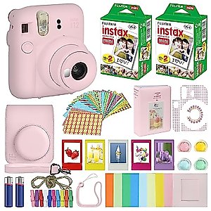 Fujifilm Instax Mini 12 Instant Camera Blossom Pink + Carrying Case + Fuji Instax Film Value Pack (40 Sheets) Accessories Bundle, Color Filters, Photo Album, Assorted Frames