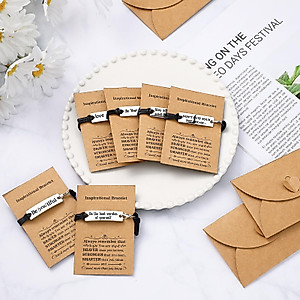 Nosiny Inspirational Gifts for Women Men with Gift Cards Envelopes Engraved Inspirational Bracelets Encouragement Jewelry Bracelets for Teen Friendsgiving(24 Pack)