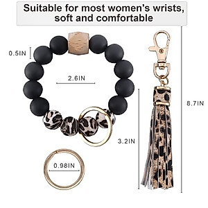 Pusunas Key Chains Women for Car Key Ring Bracelet,Keychain Wristlet,Silicone Beaded Bangle Chains
