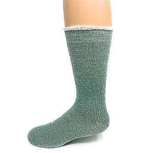 WARRIOR ALPACA SOCKS - Koze Kick Back Terry Lined Pure Alpaca Wool Socks For Men and Women (Large, Pine Green)