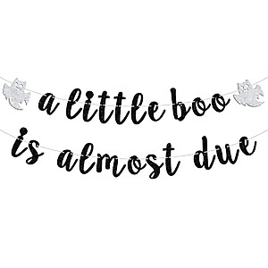 A Little Boo is Almost Due Banner - Halloween Baby Shower Hanging Sign, October Baby, Happy Boo Day Birthday, Fall Party Decorations Supplies