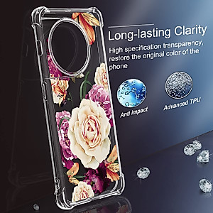 Osophter for Oneplus 11 Case,Oneplus 11 5G Case Women Girls Flower Floral with 2pcs Screen Protector Shock-Absorption Flexible TPU Rubber Phone Cover for Oneplus 11 5G(Purple Flower)
