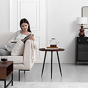 MH London Side Table - Dilan Tri Pin Small Table. Exclusively Designed Hand-Crafted Small Nightstand. Solid Wood Round End Table. Contemporary Accent Table for Bedrooms, Living Rooms and Home Office