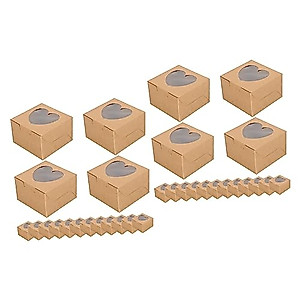 Baluue Bath Gift 28 Pcs Boxes Kraft Paper Box Boxes with Window Treat Box Cakesicle Boxes Mini Cake Boxes Cake Pans Gift Wrap Boxes Bakery Box Party Favor Cookie Boxes Van