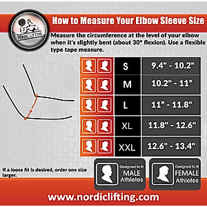 Nordic Lifting Elbow Sleeves (1 Pair) Support & Compression for Weightlifting, Powerlifting, Cross Training & Tennis - 5mm Neoprene Sleeve the Best Brace -Women & Men Black, XL